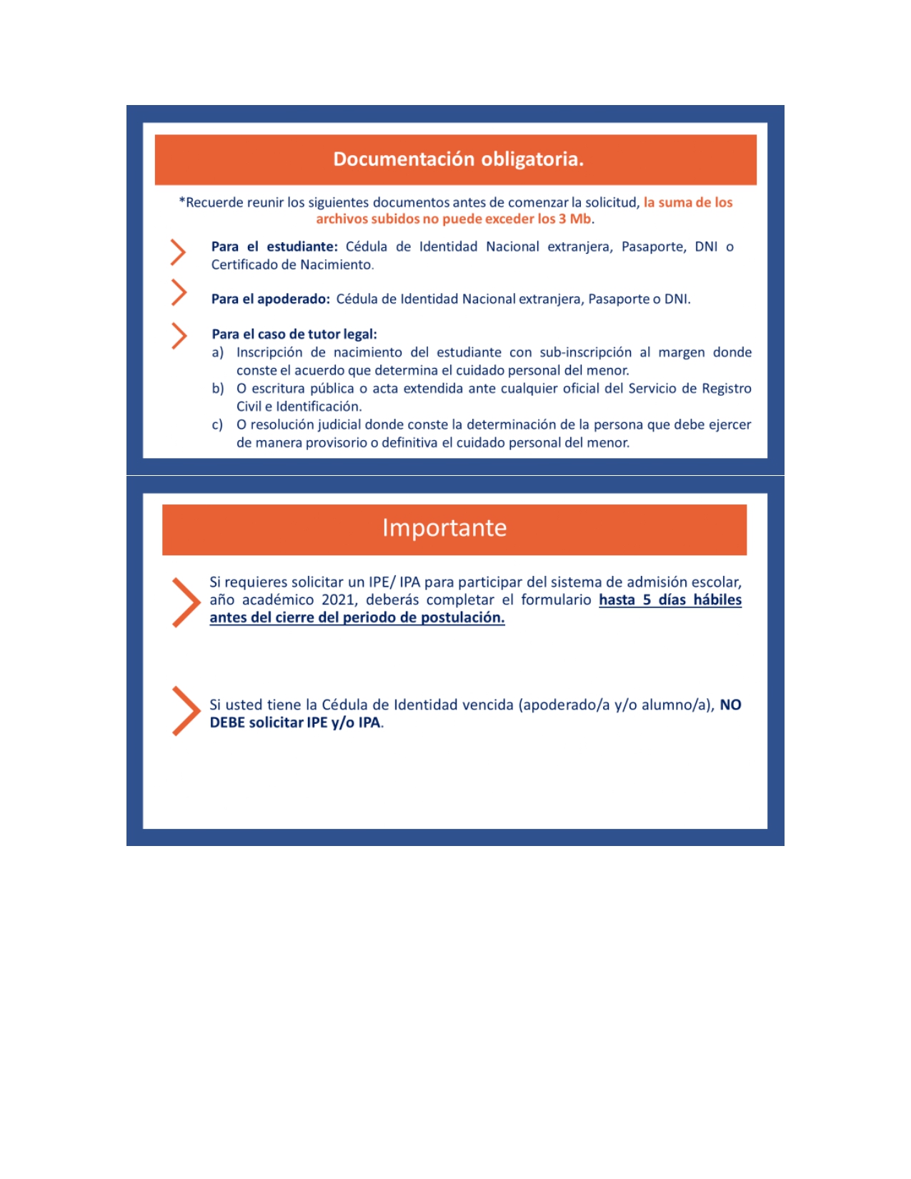 IPE (identificador provisorio escolar) y al IPA (identificador ...